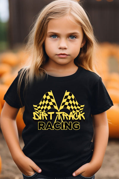 Dirt Track Racing-Yellow on Black Child Shirt – The Checkered Flag
